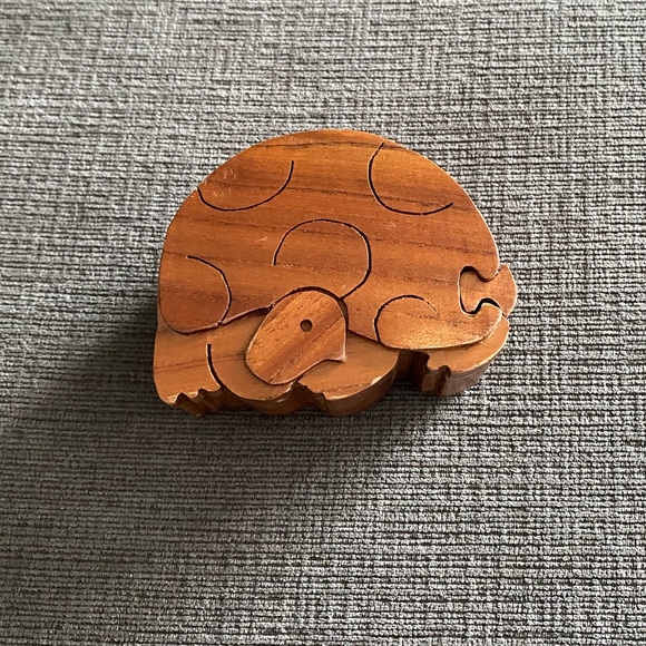Hand Crafted | Accents | Vintage Hand Carved Wooden Turtle Puzzle Box ...